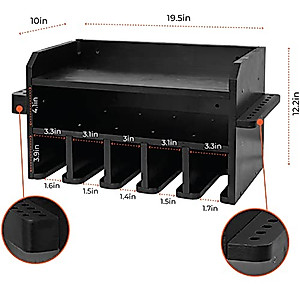 Drill Storage Rack - Cordless Drill Charging Station - Wall Mounted Power Tool Holder - Garage Toolbox Organizer with Screwdriver Organizer and Drill Bit Holder - Natural Wood (Black)
