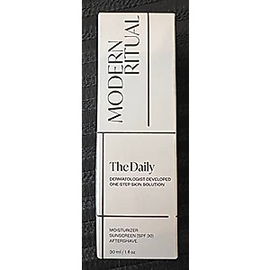 MODERN RITUAL Made in USA Daily 3-in-1 SPF 30 Face Moisturizer - Healing Aftershave - Face Sunscreen - Ultra-Hydrating Face Lotion - Anti-Aging Facial Moisturizer - 1 Fl oz