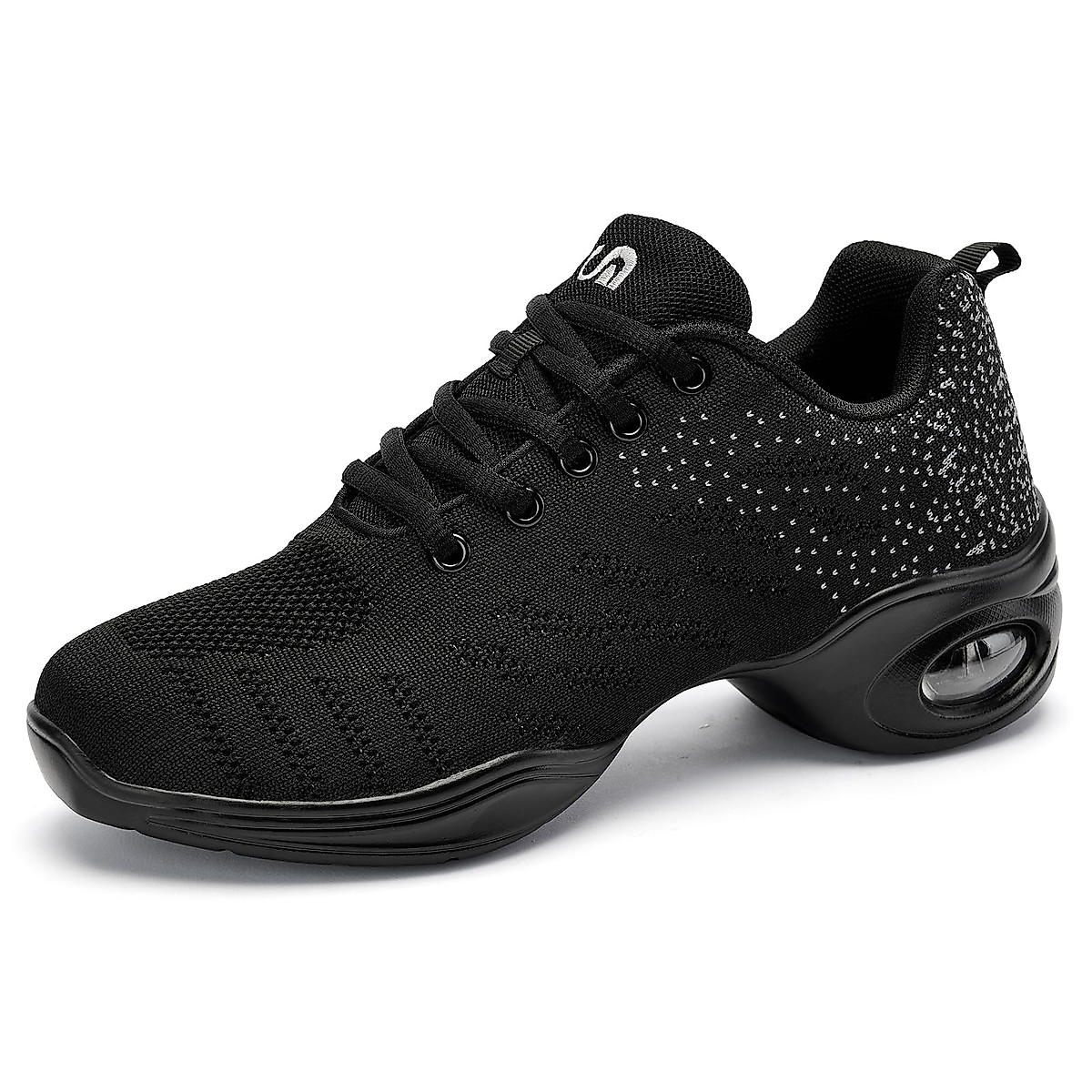 Akk Dance Sneakers for Women Modern Dance Shoes Jazz Shoes Women Dancing Shoes Lace Up Cushion Breathable Ladies Split Sole Dance Sneakers Platform Shoe Spot Black, 8