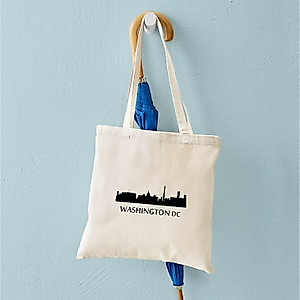 CafePress Washington DC Cityscape Skyline Tote Bag Natural Canvas Tote Bag, Reusable Shopping Bag