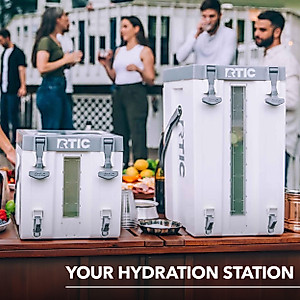 RTIC Halftime Water Cooler Portable Carrier Container, Drink Beverage Dispenser, Stackable with 2 Taps, Bottleless, BPA-Free, for Sports, Camping, BBQ, Parties, Picnic, & More, White