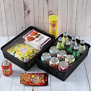 Hayixia 6-Pack Plastic Paper Storage Basket Tray, Organizer Basket Trays, Black