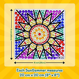 SUNGEMMERS Window Art Kit for Kids, Gem Art Suncatcher - Great 7 6 Year Old Girl Birthday Gift Ideas, & Gifts for 4 5 6 7 8 9 10 Year Old Girls & Boys - Fun Arts & Crafts for Kids Ages 6-8 8-12 4-6