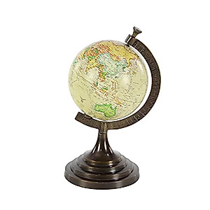 Deco 79 Aluminum Metal Globe, 9" x 8" x 16", Copper