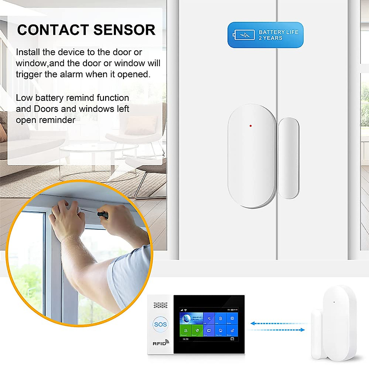 Home Security Alarm System - 4.3 inch Touch Screen Panel - DIY Wireless GSM WiFi Burglar Alarm System Kit with APP - Compatible with Alexa & Google Assistant (NO Monthly Fees) (2G+WiFi)