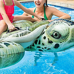 INTEX Realistic Sea Turtle Inflatable Pool Float: Animal Pool Toy for Kids – 2 Heavy-Duty Handles – 176lb Weight Capacity – 75" x 67" – for Ages 3+