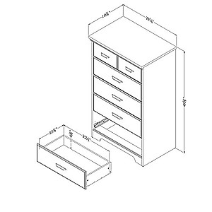 South Shore Versa Collection 5-Drawer Dresser, Gray Maple with Antique Handles
