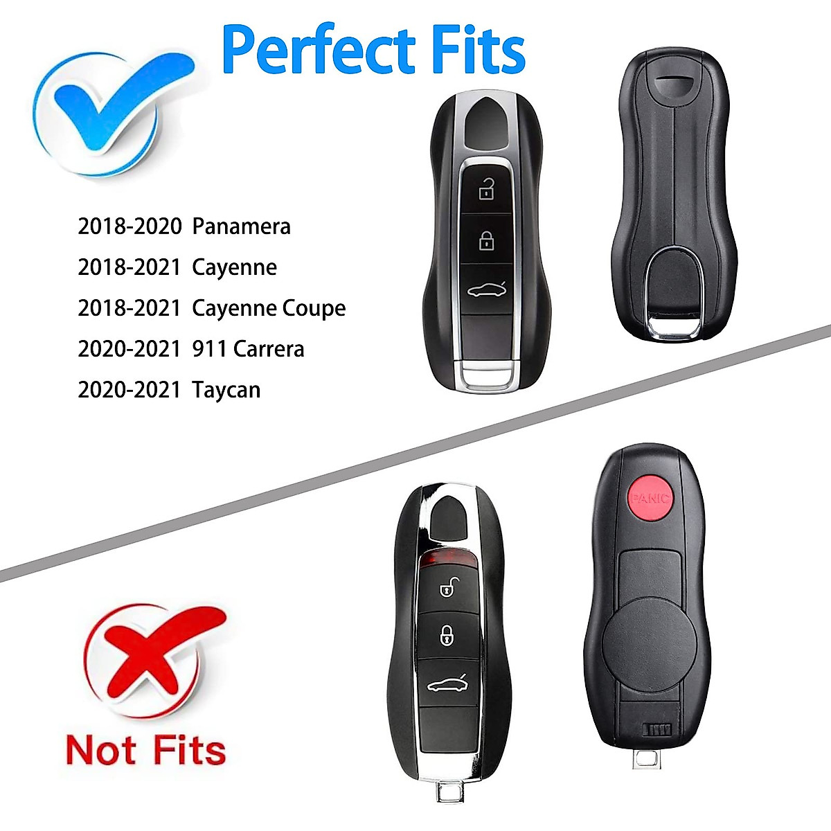 WORCAS Smart Soft TPU Key Fob Cover Compatible with Porsche 911 Cayenne Panamera TAYCAN 3/4 Button Keyless Entry Remote Control Accessories Protective Cover(Blue)