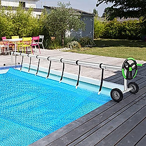 Outvita Pool Cover Reel 18 FT Solar Cover Reels Set for Inground Outdoor Swimming Pools, Aluminum Solar Above Ground Pool Cover Roller Blanket Reel, Black & Green