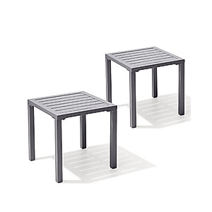 Crestlive Products Aluminum Outdoor Side Table Set of 2, Pool Lounge Chair Side Table, Weather Resistant Small Square Coffee End Table for Patio, Yard, Garden, Porch, Deck, Outdoor