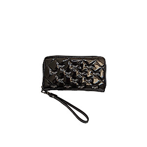 Rock Rebel Studded Bats Zip Around Wallet Black