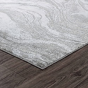 GLORY RUGS Modern Abstract Area Rug 2x3 Grey Faded Soft for Living Room Bedroom Home and Office