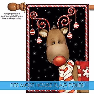 Toland Home Garden 101238 Candy Cane Reindeer Christmas Flag 28x40 Inch Double Sided Christmas Garden Flag for Outdoor House Winter Flag Yard Decoration