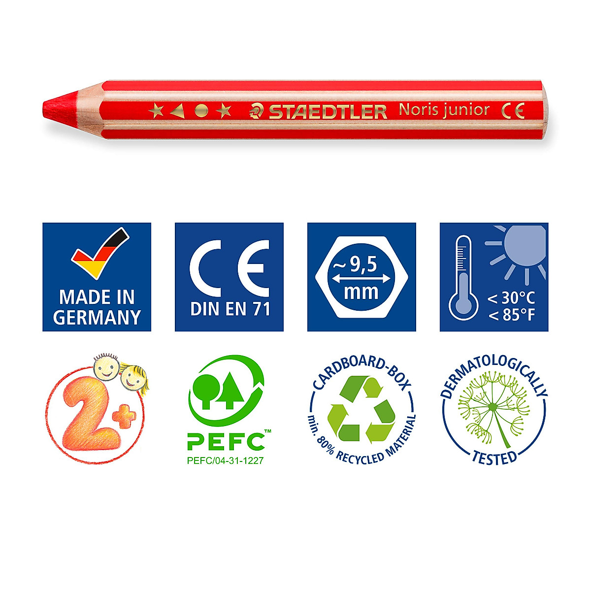 STAEDTLER Noris junior 3-in-1 colouring pencil pack of 12 assorted colours + sharpener