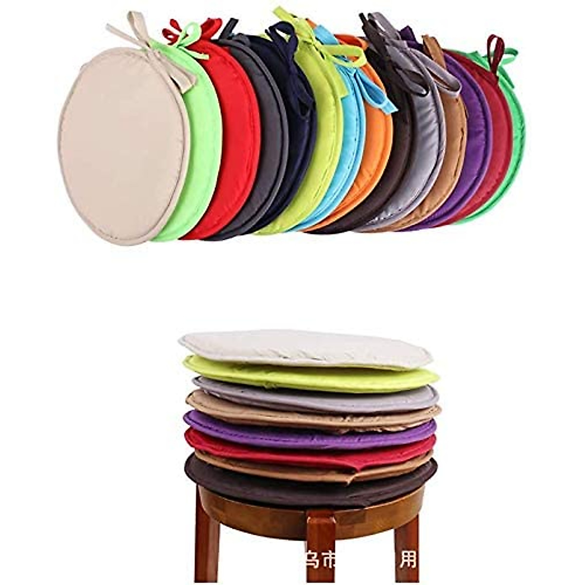 RAILONCH Indoor/Outdoor Chair Pads Round Seat Cushions Garden Patio Home Cushions - Diameter 38cm (2pcs,Dark Grey)