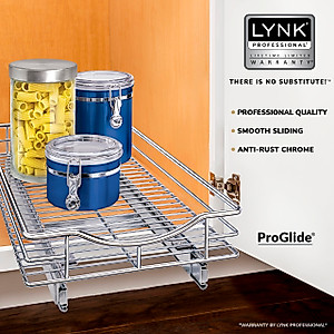 LYNK PROFESSIONAL® Pull Out Cabinet Organizer, 11" x 21" Slide Out Drawers for Kitchen Cabinets - Sliding Pull-Out Pantry Shelves – Home Shelf Organizers - Lifetime Ltd. Warranty, Chrome