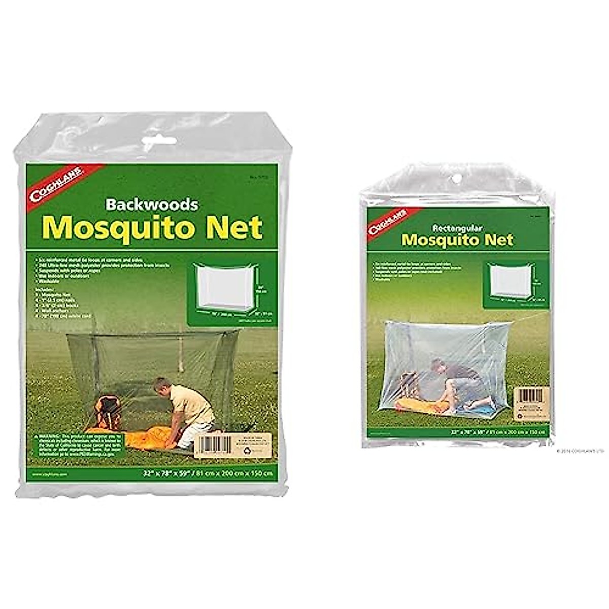 Coghlan's Single Wide Rectangular Mosquito Net, Green, Single Wide / 240-mesh & 9640 32x78 Mosquito Bed Net, Multicolor, Single Wide / 180-mesh