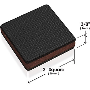 GorillaPads Non Slip Furniture Pads/Floor Gripping Pads (Set of 16 Grips) 2 Inch Square Floor Protectors for Under Furniture, Black, CB142-16