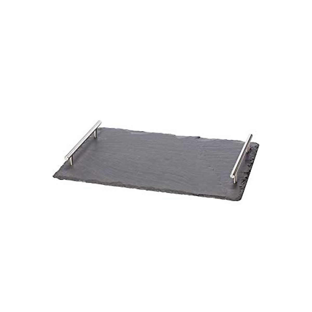 Oenophilia Slate Cheese Board with Stainless Steel Handles, Charcuterie Platter Serving Board Tray for Cheese, Crackers, and Meat