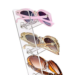 MOOCA Acrylic Eyeglasses Frame and Sunglasses Display Stand, Sunglasses Rack, Sunglasses Display, Sunglasses Stand, Acrylic Sunglasses Holder, Fit for All Glass Sizes, 3 Frames