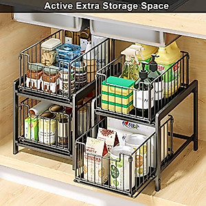 Ryhpez Under Sink Organizers and Storage, 2-Tier Cabinet Organizer Storage with Sliding Baskets Drawer for Kitchen Bathroom (Black)