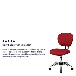 Flash Furniture Beverly Mid-Back Red Mesh Padded Swivel Task Office Chair with Chrome Base