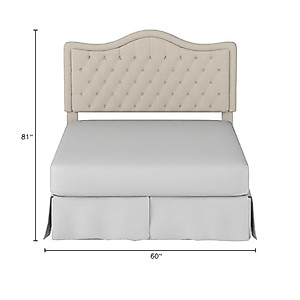 Rosevera Shinola Upholstered Collection Polyester Tufted Button Contemporary Adjustable Headboard for Bed, King, Beige