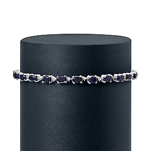 Ross-Simons 9.45 ct. t.w. Sapphire Bracelet With Diamond Accents in Sterling Silver. 8.25 inches