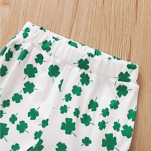 Shalofer Baby St Patricks Day Outfit Girl Newborn My First St Patrick's Day Bodysuit(Green-Flare pants,0-3 Months)