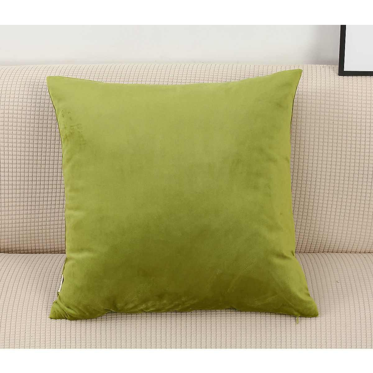 TangDepot Set of 2 Velvet Throw Pillow Covers, Super Soft, Euro Pillowcases - (24x24 Inch 2 Pieces, G01 Olive Green)