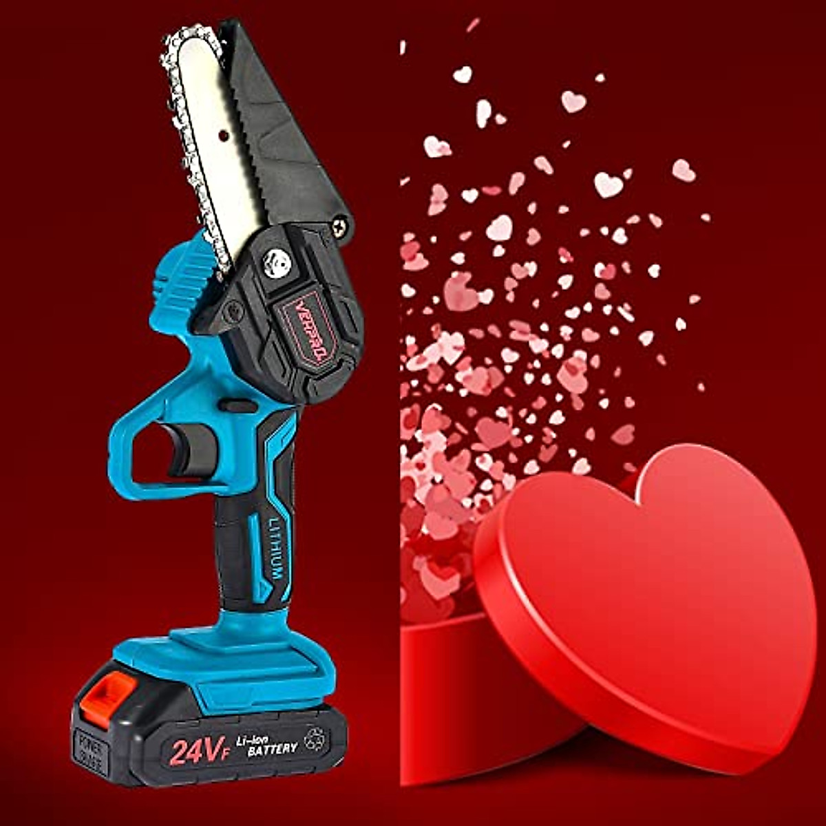 QBQCBB 24V Electric Cordless Saw Woodworking Electric Chain Saw Wood Cutter Suitable for Tree Pruning, with 1 Sets of Battery Portable Garden Cutting, Bamboo Cutting with Battery and Charger