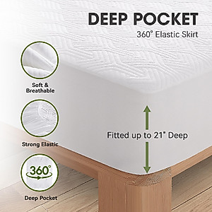 HYLEORY Twin Size Waterproof Mattress Protector Viscose Made from Bamboo Cooling Mattress Pad Cover Breathable Soft 3D Air Fabric Noiseless Washable Fitted Sheet with Deep Pocket Up to 21"
