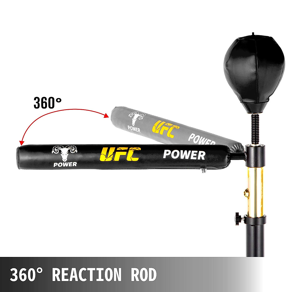 Happybuy Boxing Speed Trainer, Punching Bag Spinning Bar, Training Boxing Ball with Reflex Bar & Gloves, Solid Speed Punching Bag Free Standing, Adjustable Height, for Man, with Two Ball