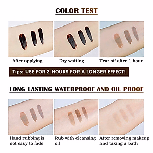 LOKFAR 2 Pcs Natural Eye-Brow Gel Long-Lasting Waterproof Peel Off Tattoo Brow Makeup, For All Types of Eyebrows (Brown)