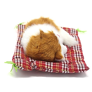 Coolayoung 2Pcs Sleeping Cat on Pad Doll Toy, Cute Mini Kitten on Pad with Meows Sounds Decor Hand Toy Gift for Kids Boys Girls