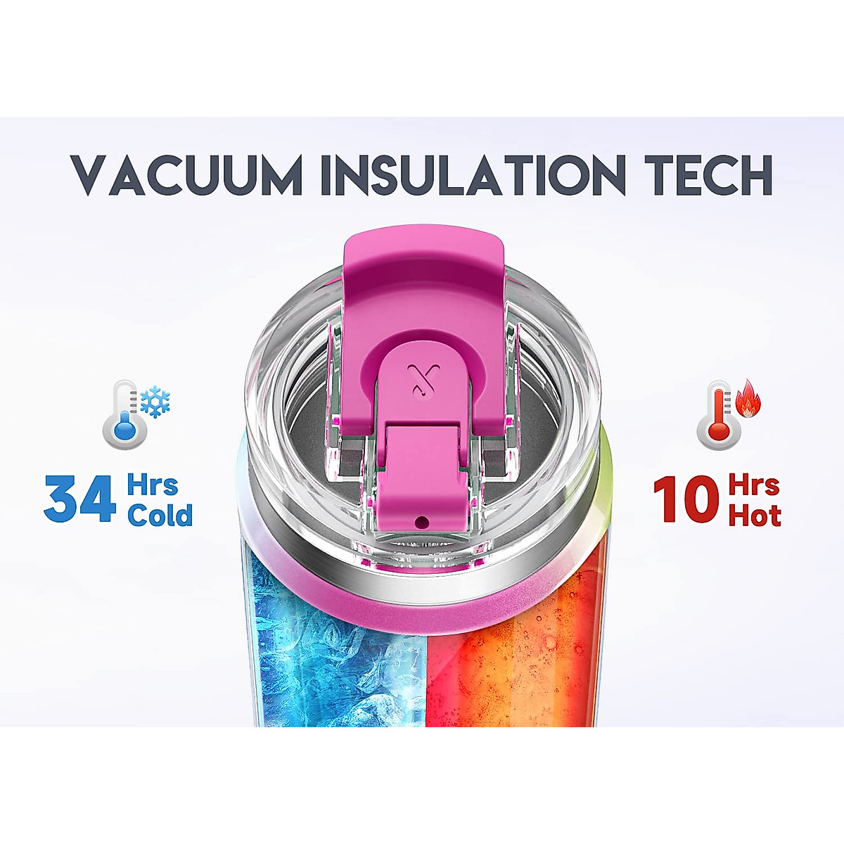 Meoky 40oz Tumbler with Handle, Stainless Steel Travel Mug with 2-in-1 Straw and Sip Lid, Vacuum Insulated Coffee Mug, 100% Leak Proof, Keeps Cold for 34 Hours or Hot for 10 Hours (Carnival)