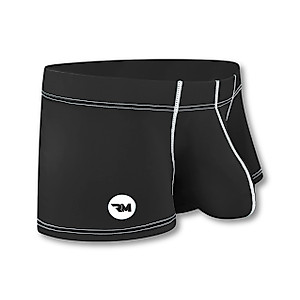 RM Real Men Bulge Enhancing Underwear - 1 Pack 3in Inseam - Mens Underwear Pouch Boxer Brief (Black w White Stitch) 2XL