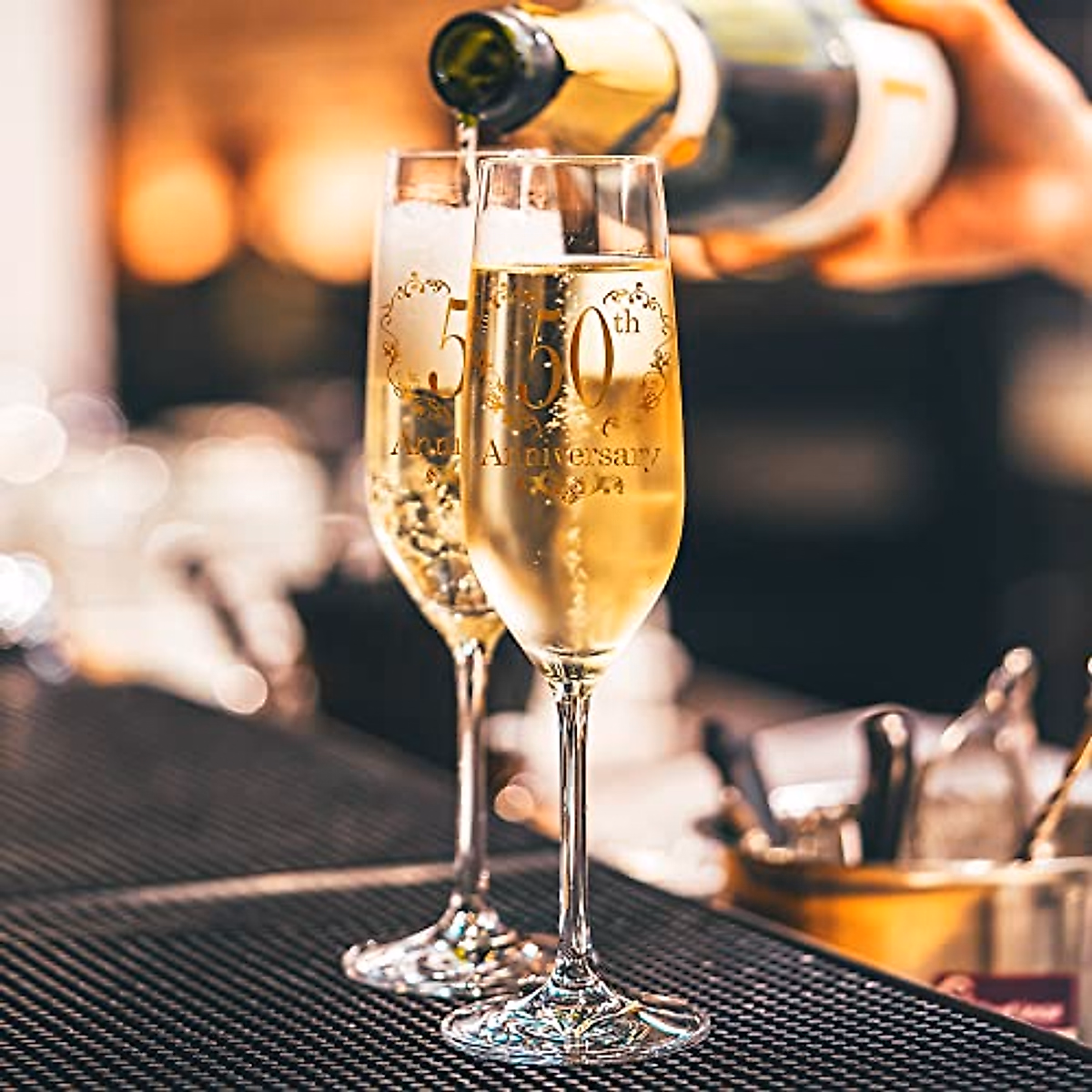 Tom Boy 50th Anniversary Champagne Flutes, Couple Gifts for Anniversary, Wedding Anniversary Champagne Flutes Glasses Set of 2, Married Couples gifts, Anniversary 50th Gifts for Parents