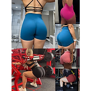 Sunzel 8" / 5" / 3" Biker Shorts for Women with Pockets, High Waisted Yoga Workout Shorts Black Medium