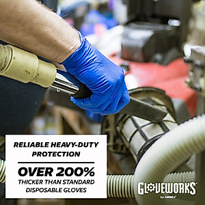 GLOVEWORKS HD Royal Blue Nitrile Industrial Disposable Gloves, 6 Mil Latex-Free, Raised Diamond Texture, X-Large Box of 100