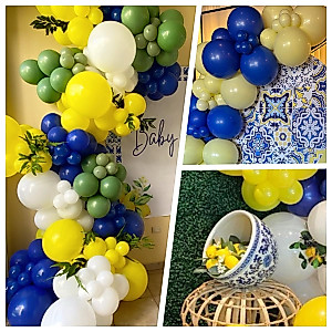 207Pcs Royal Blue Yellow Balloon Arch Kit for Summer Lemon Birthday Wedding Party Decoration,Amalfi Coast Decors Her Main Squeeze Bridal Shower Graduation Party Supplies