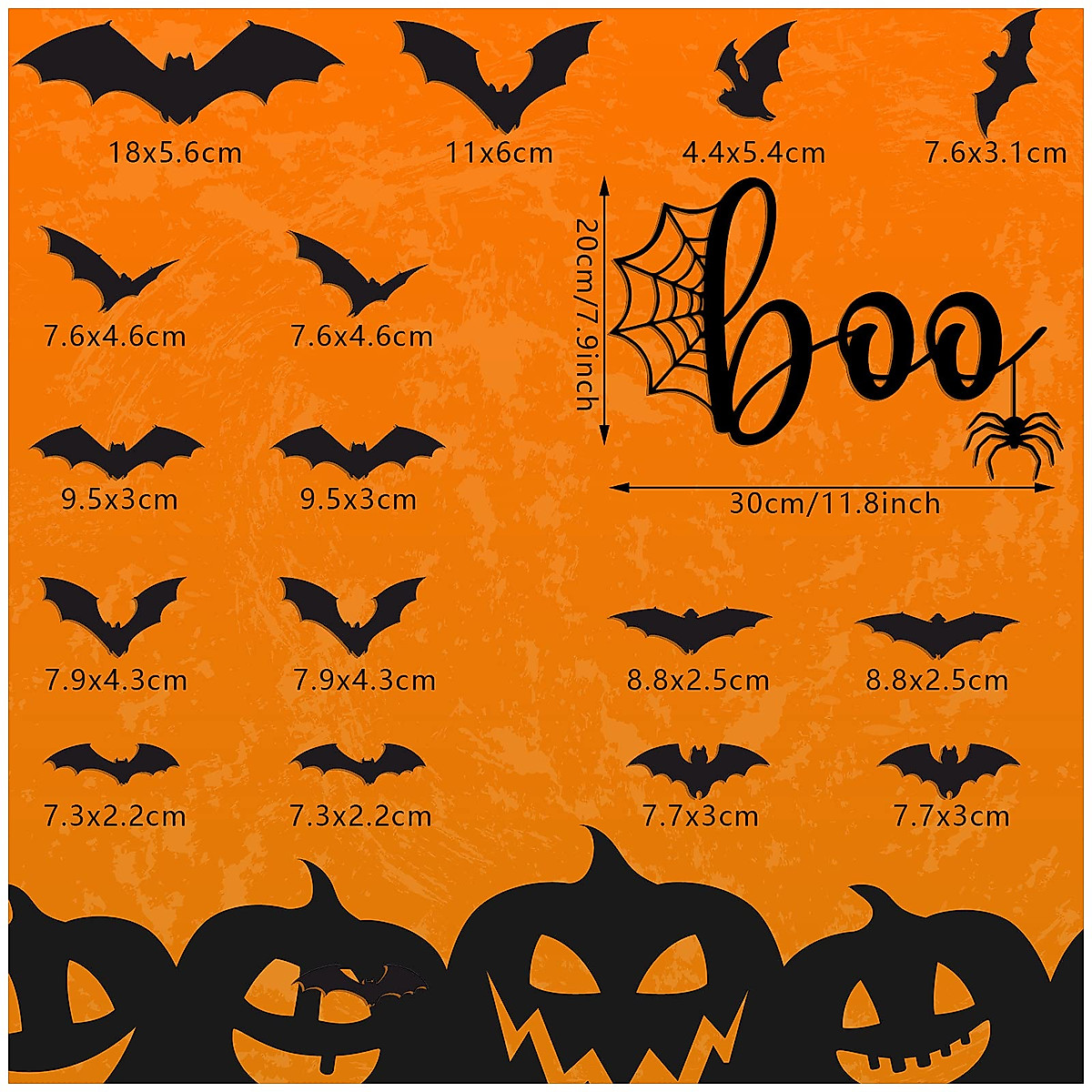 Zonon Halloween Spider Bat Wall Decor Bat Boo Decorations Wall Decal 3D Bats Decor Wall Stickers Self Adhesive DIY Halloween Mirror Decor Removable Spider Acrylic Sticker for Window Wall(Black)