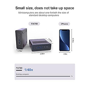 FEVM Mini Pc Gaming FA780 Mini Gaming Pc AMD Ryzen 7 7840HS(8C/16T up to 5.1GHz) HDMI x 2(4K@60Hz)+USB4(8K@60hz) 3 Display,16GB RAM+500GB NVME SSD, Powerful Mini Computer WiFi6/BT5.2/2.5Gbps