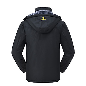 BASUDAM Men's Winter Coat Fleece Lined Waterproof Parka Shell Insulated Snow Ski Jacket Black XL