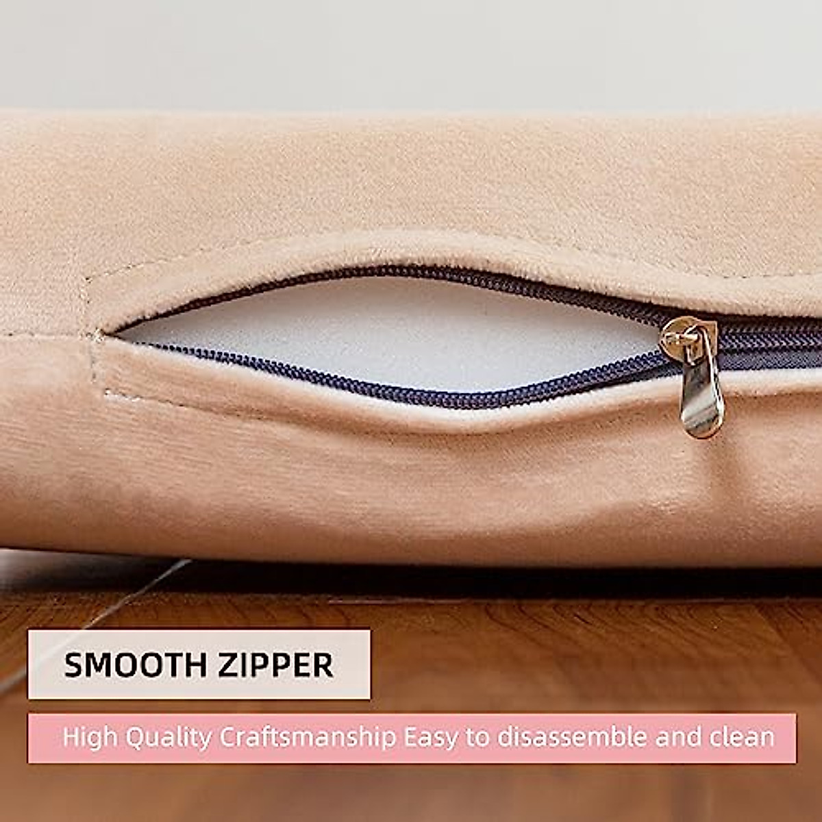 LUXMARS Glider Rocker Replacement Cushions with Storage Soft Velvet Washable Chair Cushion for Glider Rocking Chair 5 PCS Beige