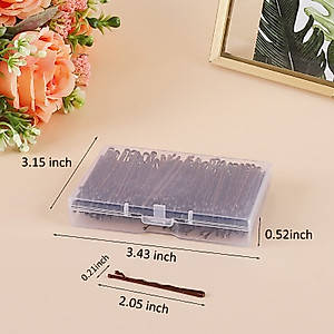 Laicky Bobby Pins, 200Count Brown Hair Pins Hairpins with Box for Women Lady Girls Kids Hair Pin Invisible Wave Hairgrip Barrette Hairclip Bulk Hair Accessories (Brown,2.2 Inch)