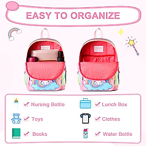VASCHY Backpack for Little Girls, Cute Rainbow Glitter Lightweight Water Resistant Preschool Backpack Bookbag for Kids,Toddlers Kindergarten School Bag Cat