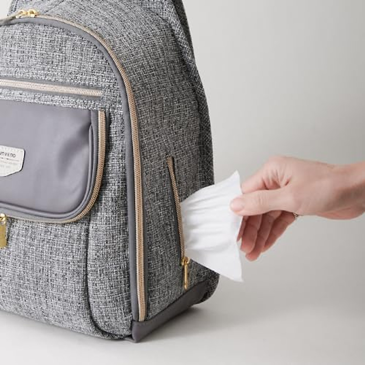 SUNVENO Mini Diaper Bag Backpack, Multifunctional Baby Bag with Insulated Pockets Waterproof Travel Bag, Grab-Top Handle (Hemp Grey)