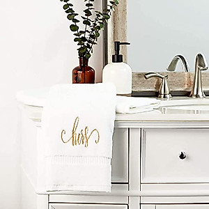 Juvale Hers and Hers Monogrammed Hand Towels Wedding Gift for Lesbian Couple Women (16 x 30 in, Set of 2)