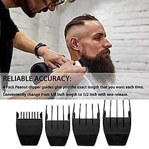 Professional Peanut Clipper Guards for Wahl Peanut – from 1/8 Inch to 1/2 Inch, Fits for Wahl Peanut, Black-4PCS